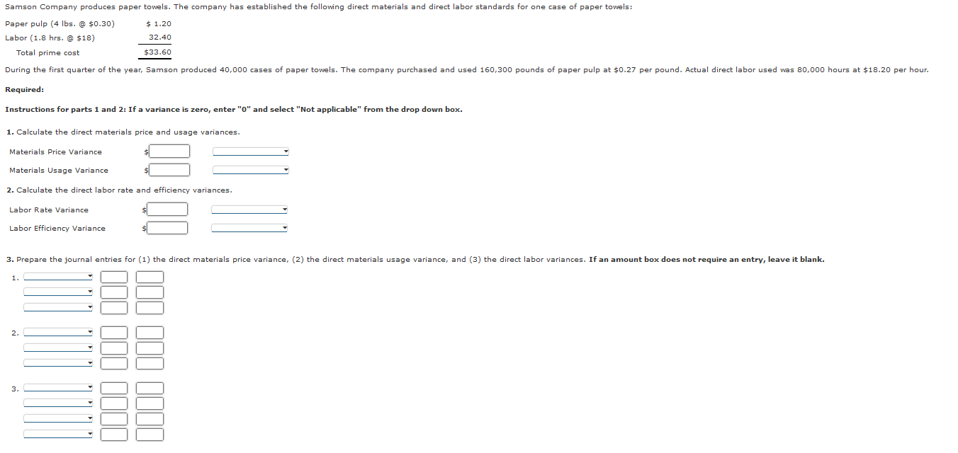 Solved Samson Company produces paper towels. The company has | Chegg.com