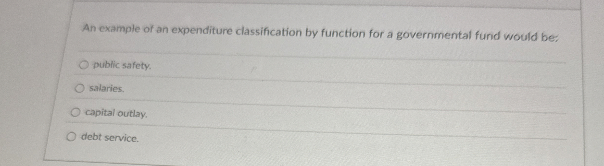 Solved An example of an expenditure classification by | Chegg.com