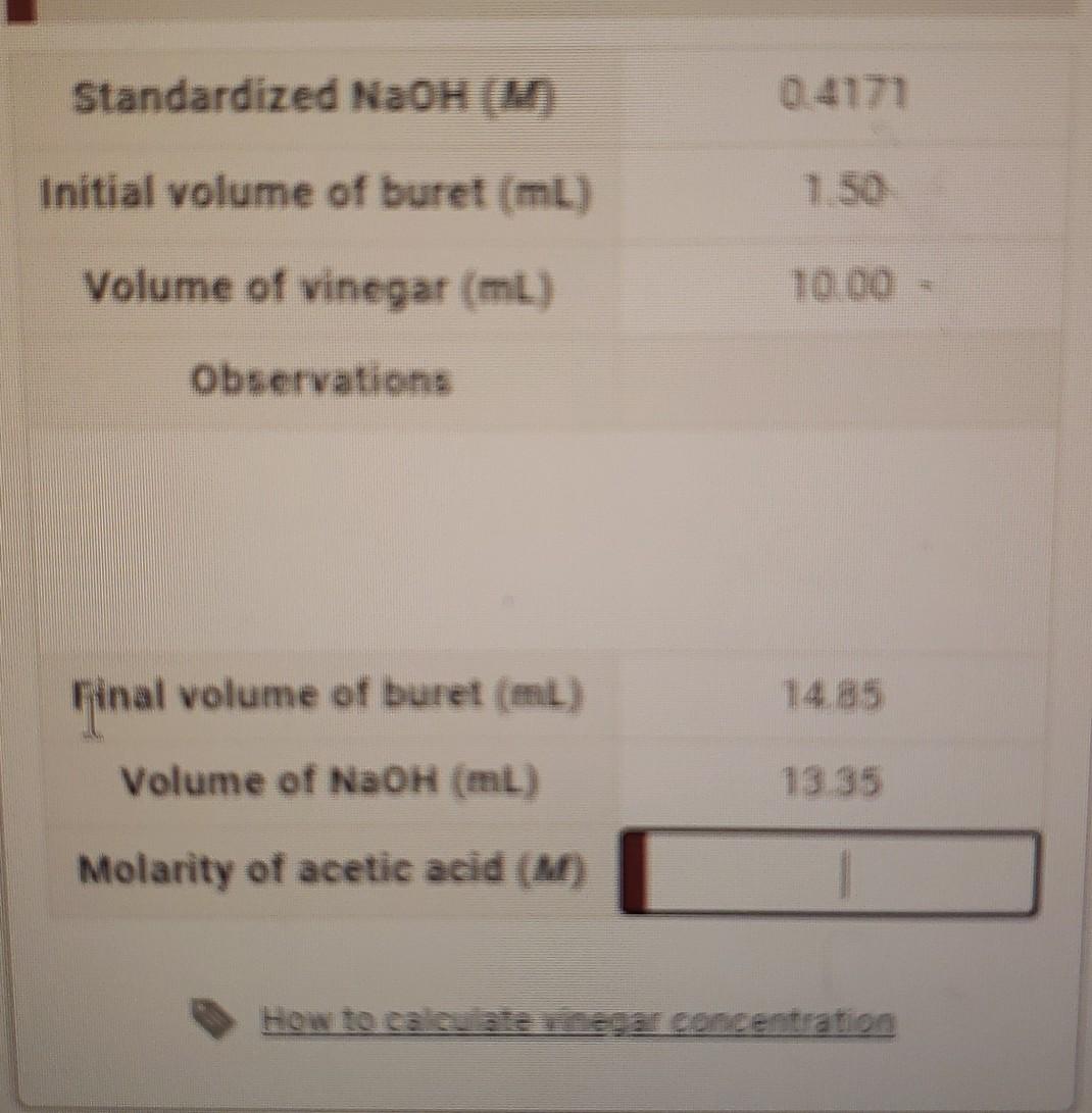 Solved Standardized NaOH (M 04171 Initial volume of buret | Chegg.com