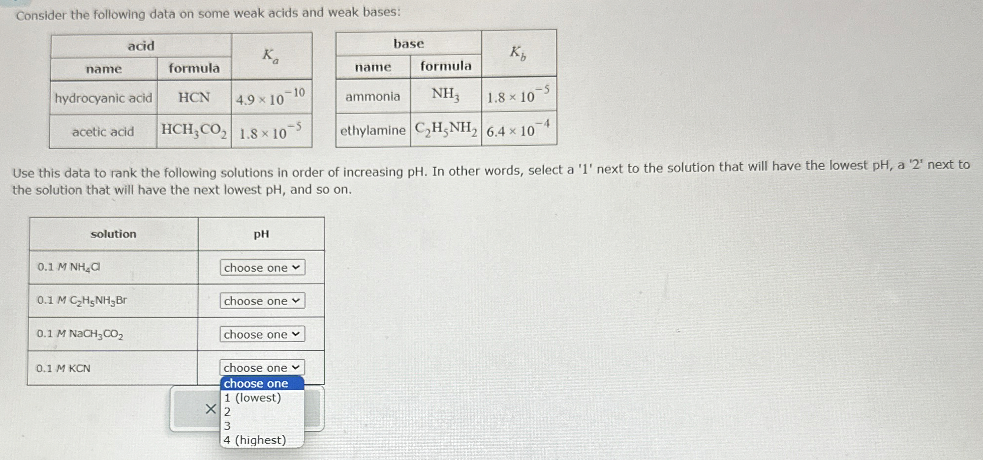 Solved Consider the following data on some weak acids and | Chegg.com