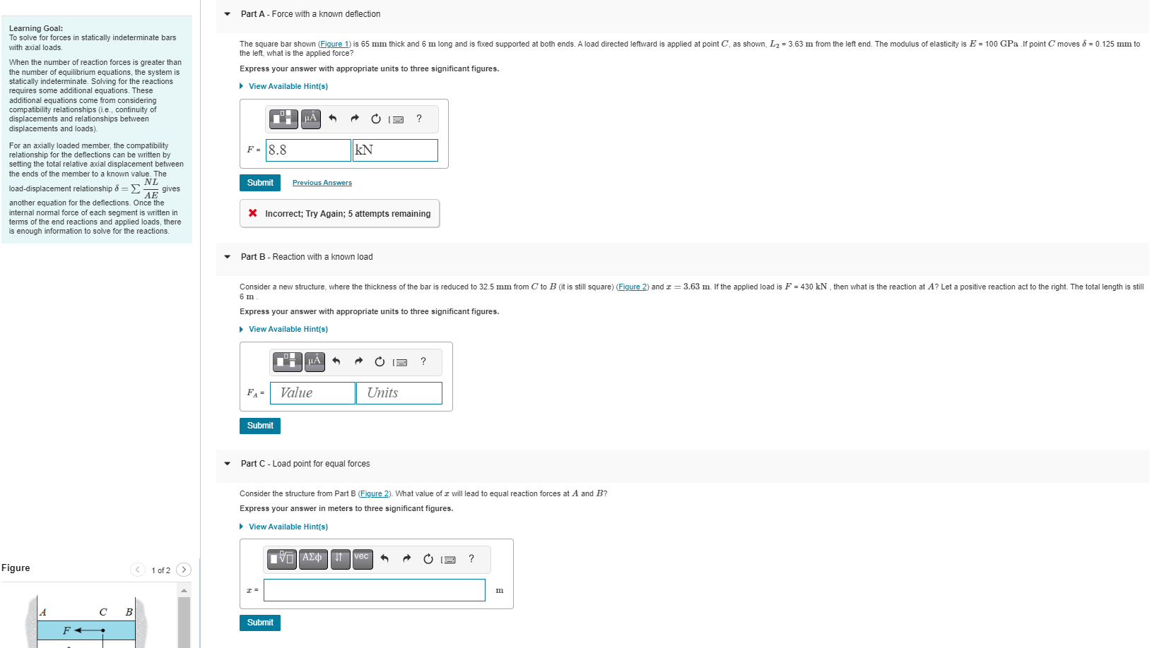 Solved Learning Goal: ﻿To ﻿solve for forces in ﻿statically | Chegg.com