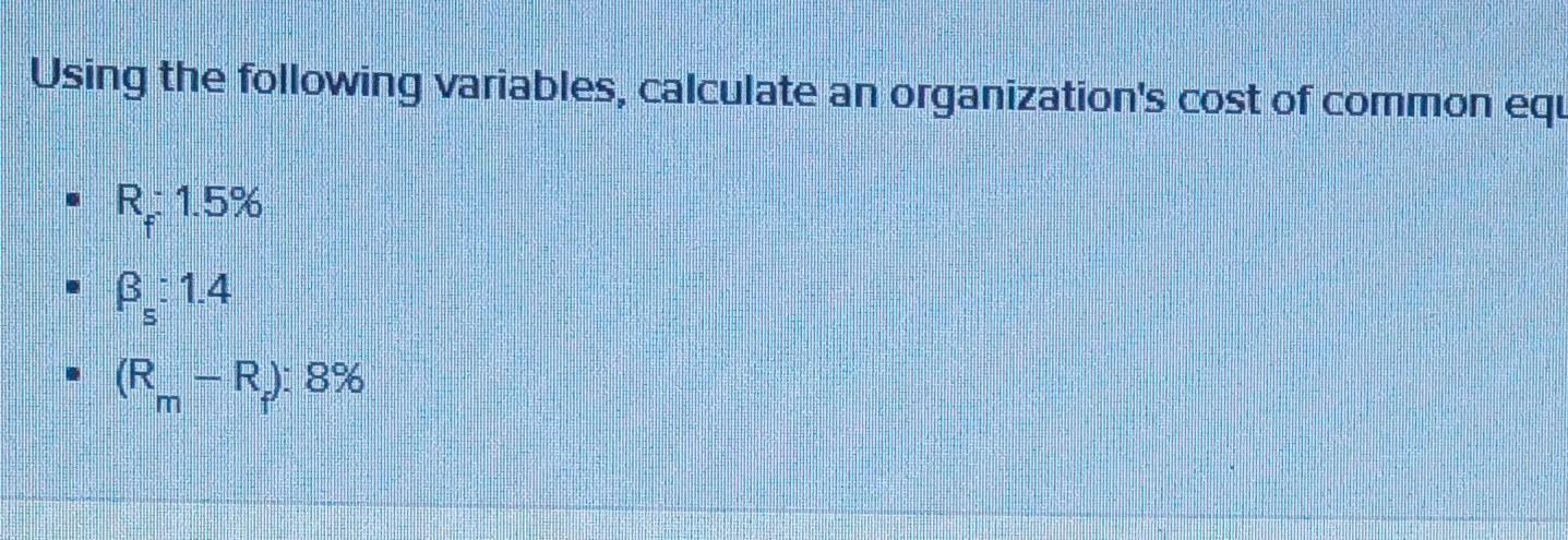 Solved Using the following variables, calculate an | Chegg.com