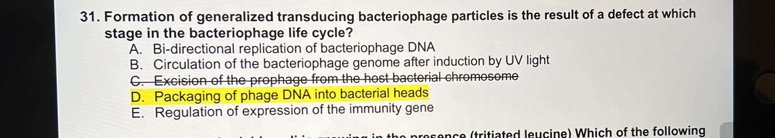 Solved Formation of generalized transducing bacteriophage | Chegg.com
