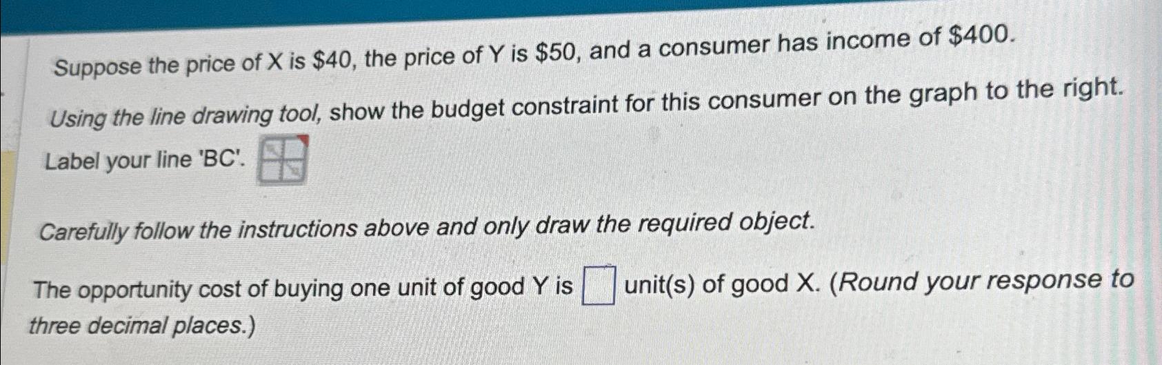 Solved Suppose the price of x ﻿is $40, ﻿the price of Y ﻿is | Chegg.com
