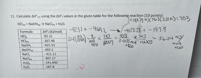 Solved 11. Calculate AH n using the AH" values in the given | Chegg.com