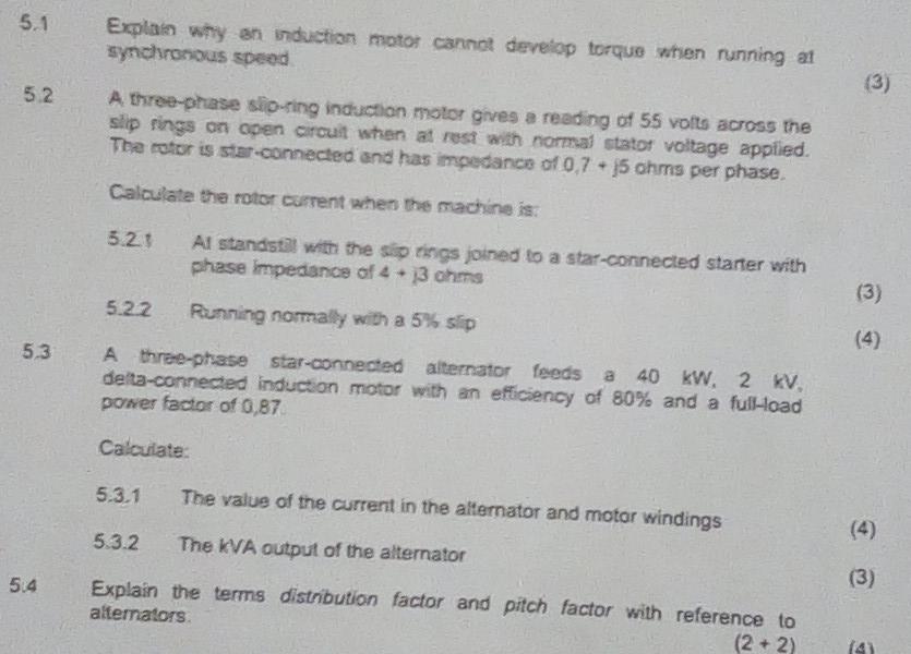 Solved 5.1 Explain why an induction motor cannot develop | Chegg.com