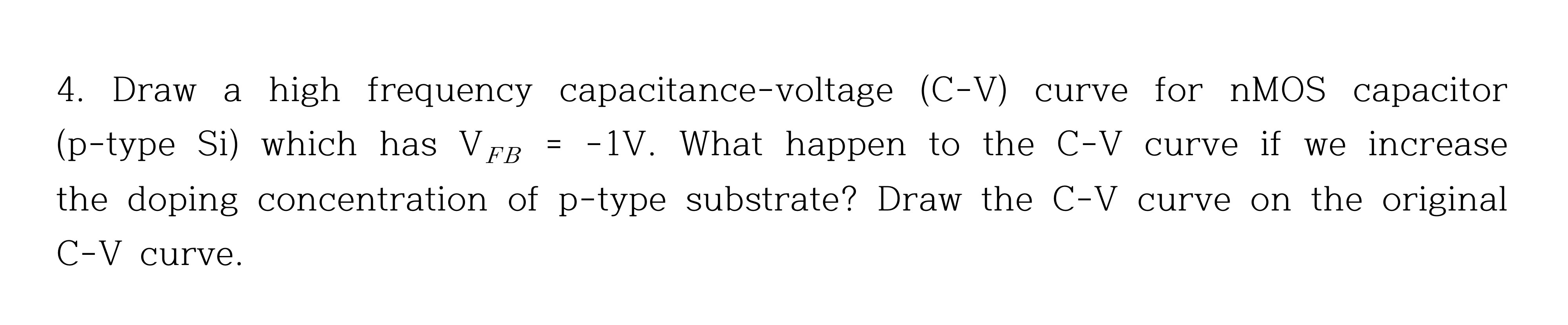 Solved Draw a high frequency capacitance-voltage (C-V) | Chegg.com