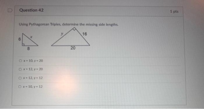 Solved Using Pythagorean Triples, determine the missing side | Chegg.com