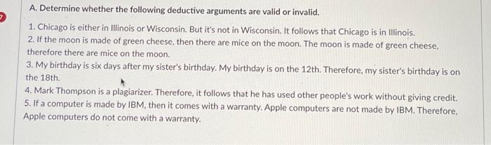 A. Determine whether the following deductive | Chegg.com