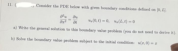 11. Consider the PDE below with given boundary | Chegg.com