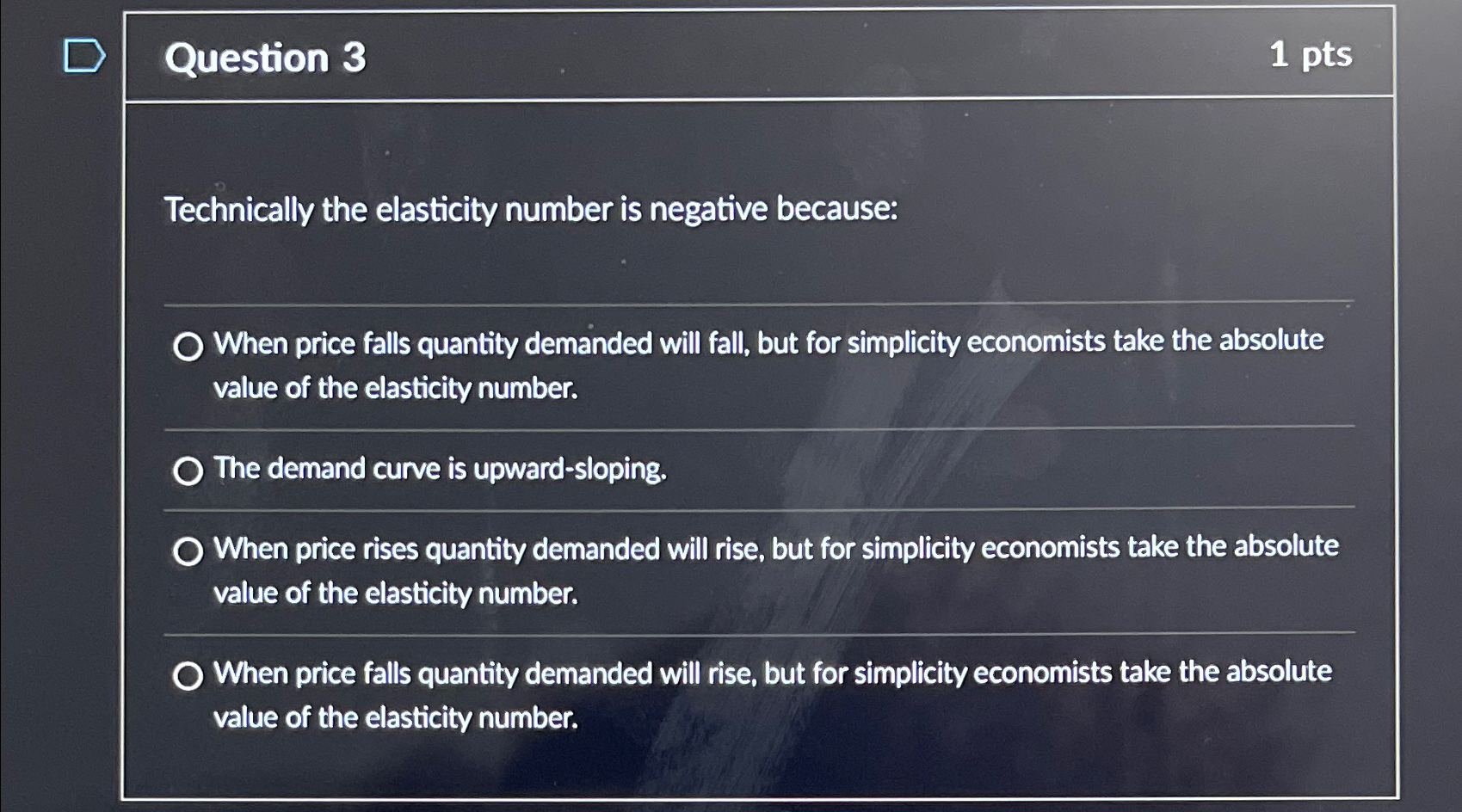 Solved Question 31 ﻿ptsTechnically the elasticity number is | Chegg.com