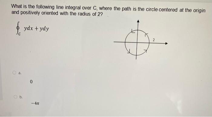 Solved What is the following line integral over C, where the | Chegg.com