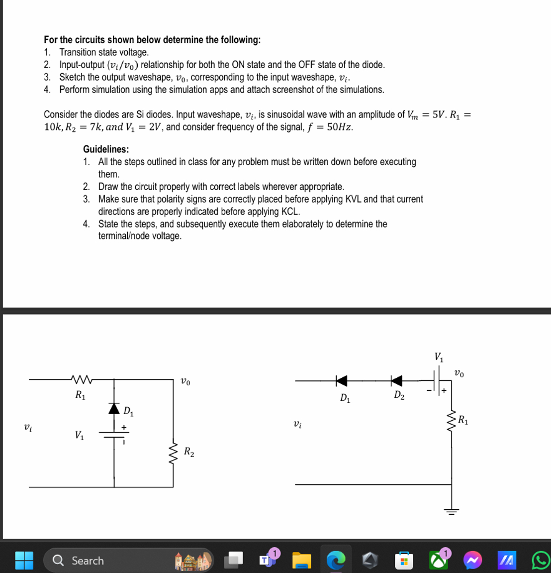 Solved For the circuits shown below determine the | Chegg.com