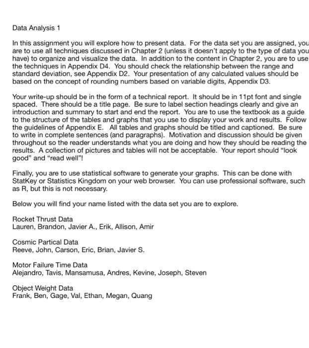 Solved Data Analysis 1 In This Assignment You Will Explore 