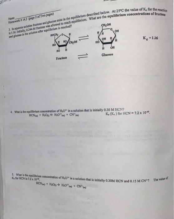 Solved 1. In aqueous solution fructose and glucose exist in | Chegg.com
