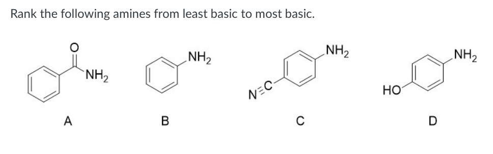 Solved Rank the following amines from least basic to most | Chegg.com