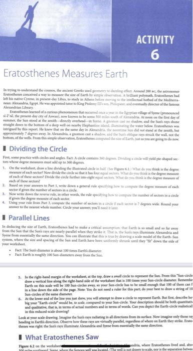 Solved ACTIVITY 6 Eratosthenes Measures Earth In trying to | Chegg.com