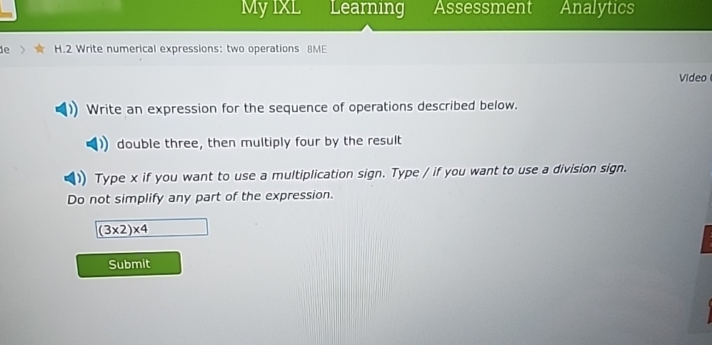 Solved H. 2 ﻿Write numerical expressions: two operations | Chegg.com
