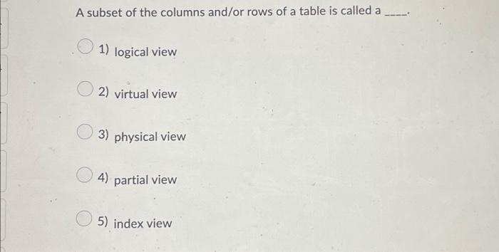 Solved A subset of the columns and/or rows of a table is | Chegg.com