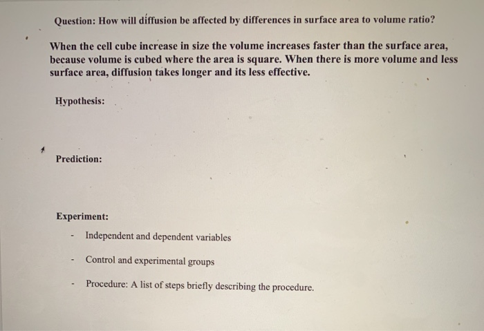 DIFFUSION POST-LAB Observation: Table 1: Calculating | Chegg.com