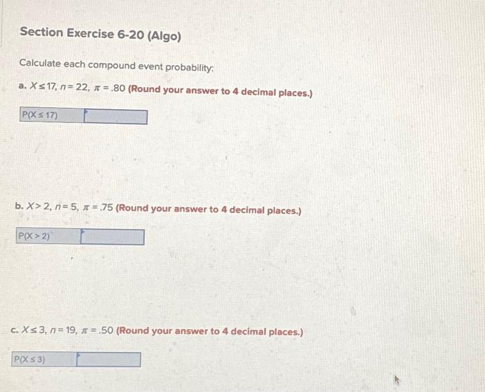Solved Section Exercise 6-20 (Algo) Calculate each compound | Chegg.com
