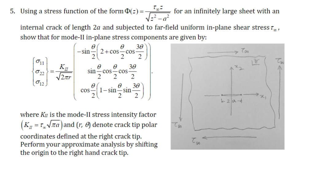 Solved Using A Stress Function Of The Form Φzτ∞zz2 A22