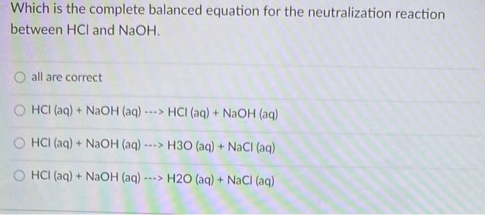 Solved Which is the complete balanced equation for the | Chegg.com