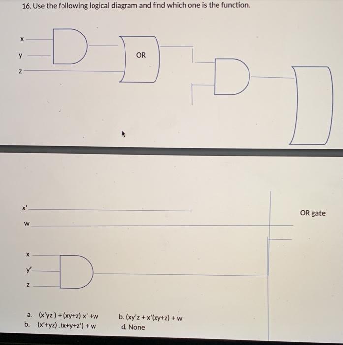 Solved 16. Use the following logical diagram and find which | Chegg.com