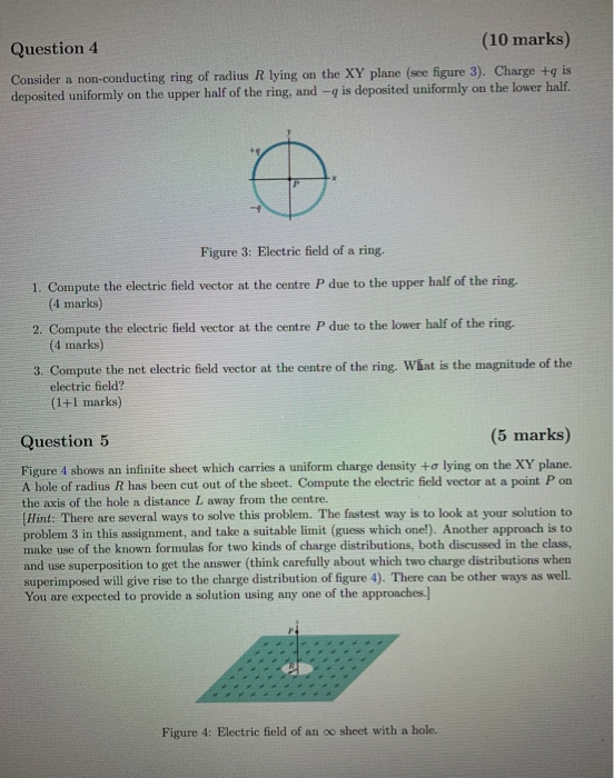 Solved Question 4 (10 marks) Consider a non-conducting ring | Chegg.com