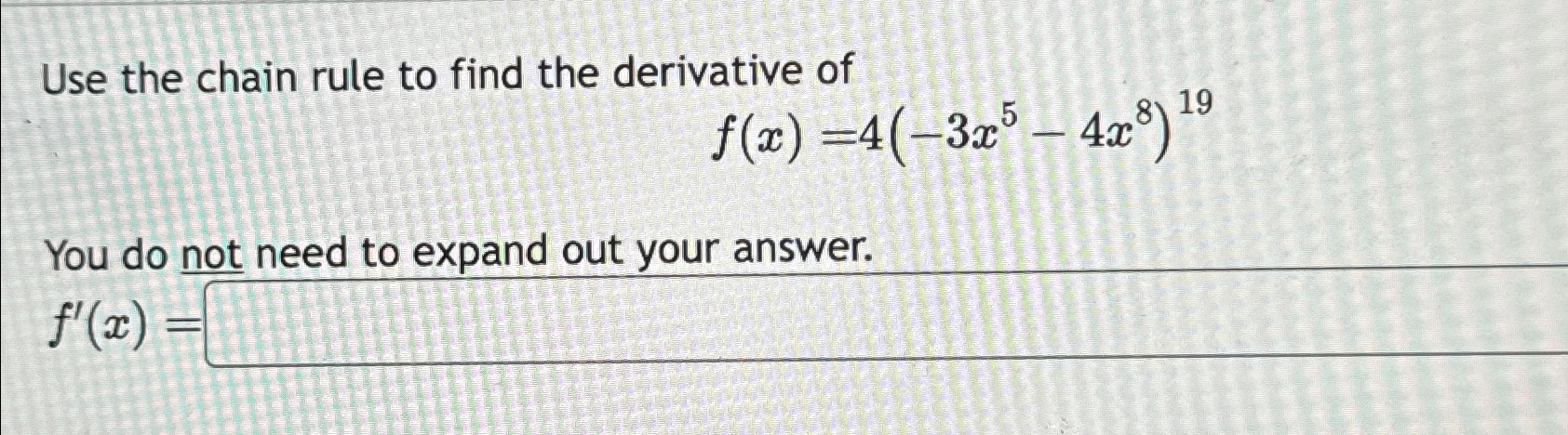 Solved Use the chain rule to find the derivative | Chegg.com