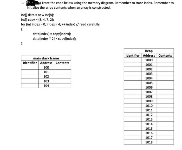 Solved 1. initialize the array contents when an array is | Chegg.com