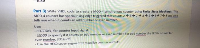 Part 3 Write Vhdl Code To Create A Mod 4 Synchronous 