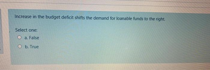 Solved Increase in the budget deficit shifts the demand for | Chegg.com