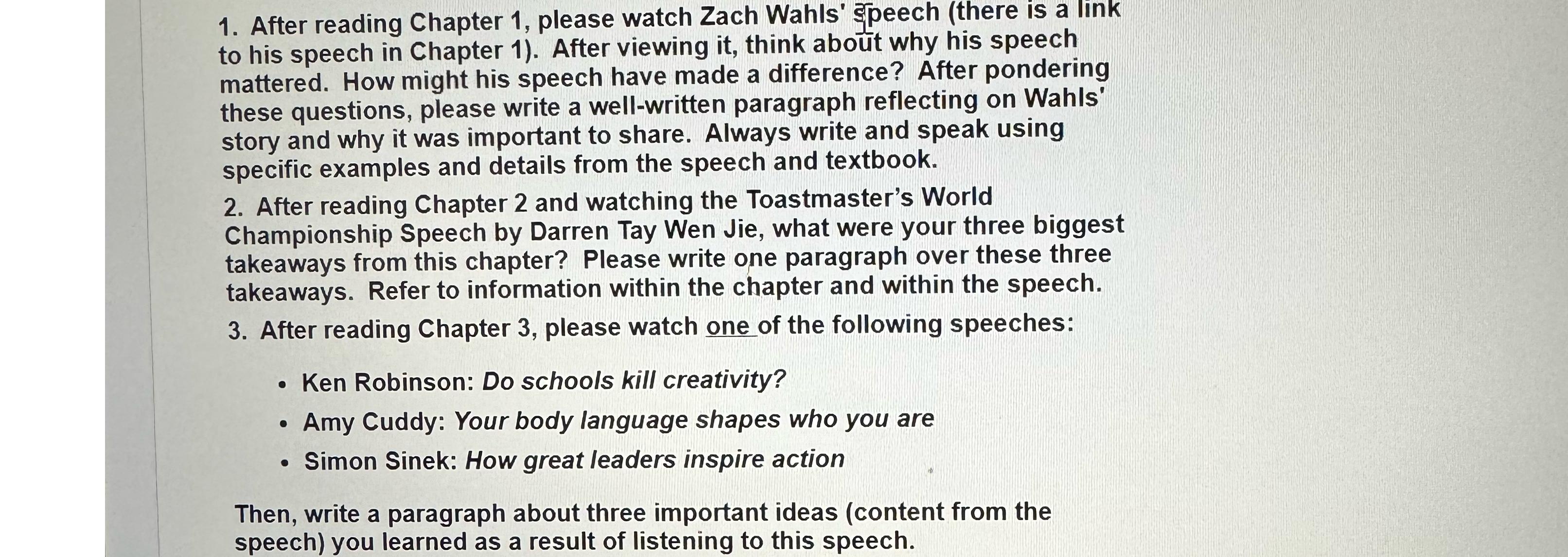 Solved After reading Chapter 1 , ﻿please watch Zach Wahls' | Chegg.com