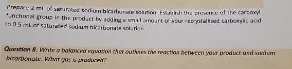 Solved Prepare 2mL ﻿of saturated sodium bicarbonate | Chegg.com