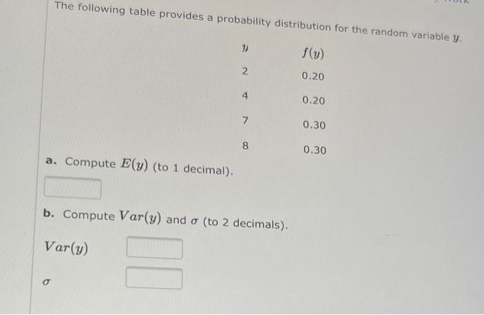 Solved The following table provides a probability | Chegg.com