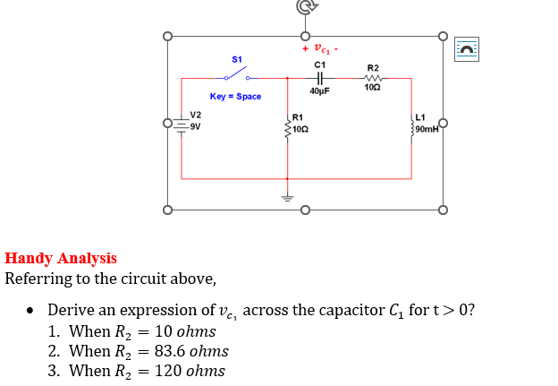 Solved Handy AnalysisReferring to the circuit above,Derive | Chegg.com