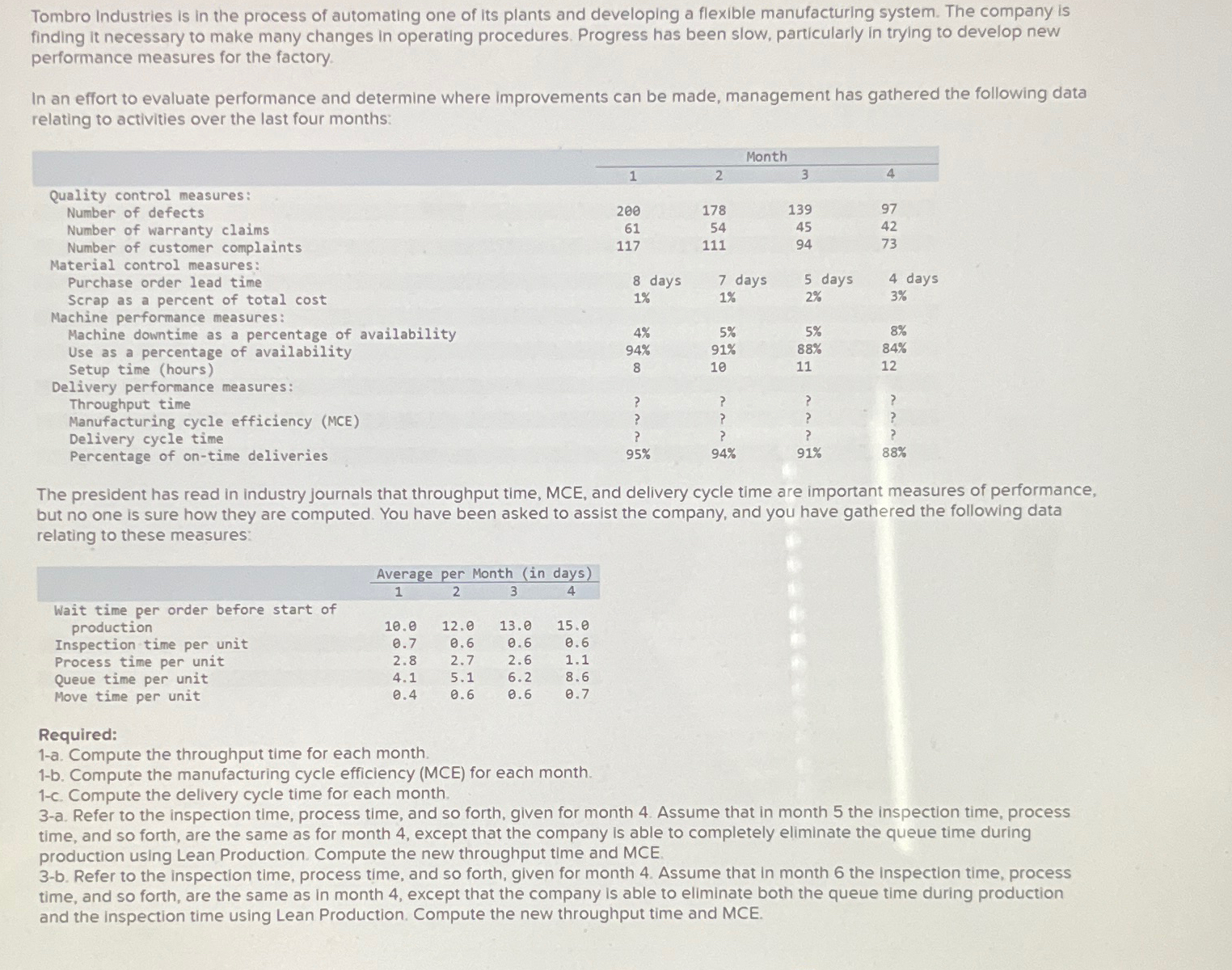 Solved Tombro Industries is in the process of automating one | Chegg.com