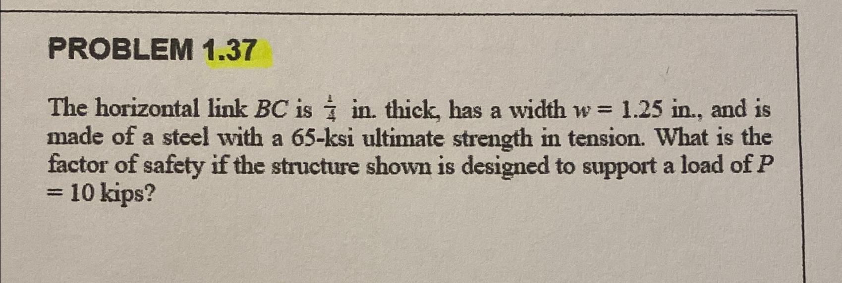 Solved PROBLEM 1.37\\nThe horizontal link BC is (1)/(4) in. | Chegg.com