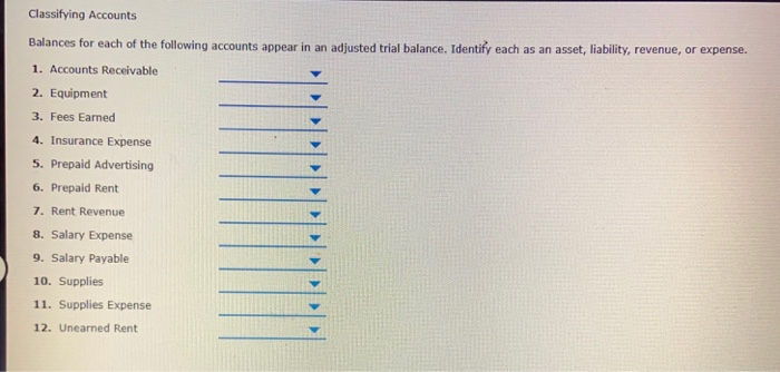 Solved Classifying Accounts Balances for each of the | Chegg.com