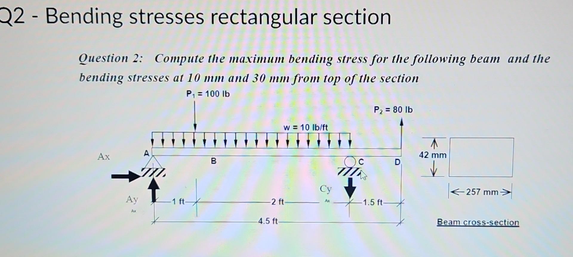 Solved Q2 - Bending stresses rectangular section Question 2: | Chegg.com