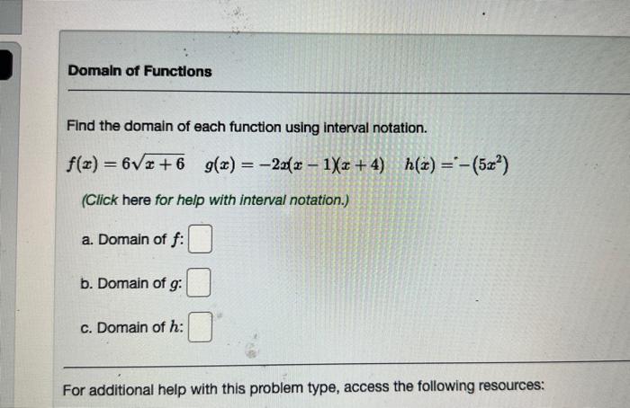 Solved Write The Domain And Range Of Each Function Using 