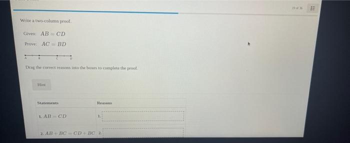 Solved Write a two-column proof Given ABCD Prove: AC = BD | Chegg.com