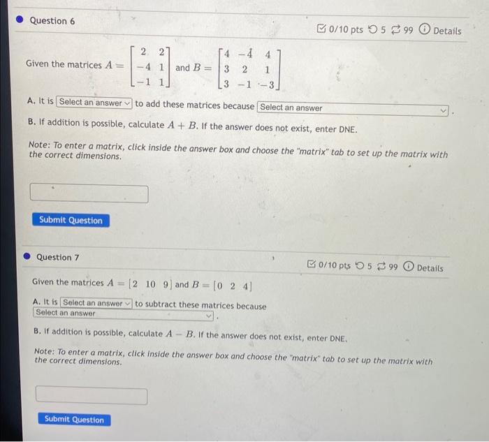 Solved Given the matrices A=⎣⎡2−4−1211⎦⎤ and | Chegg.com