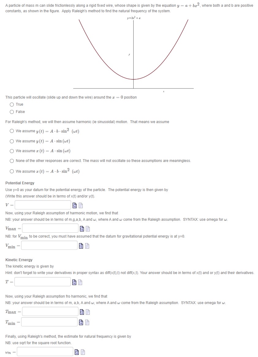 Solved A particle of mass m ﻿can slide frictionlessly along | Chegg.com