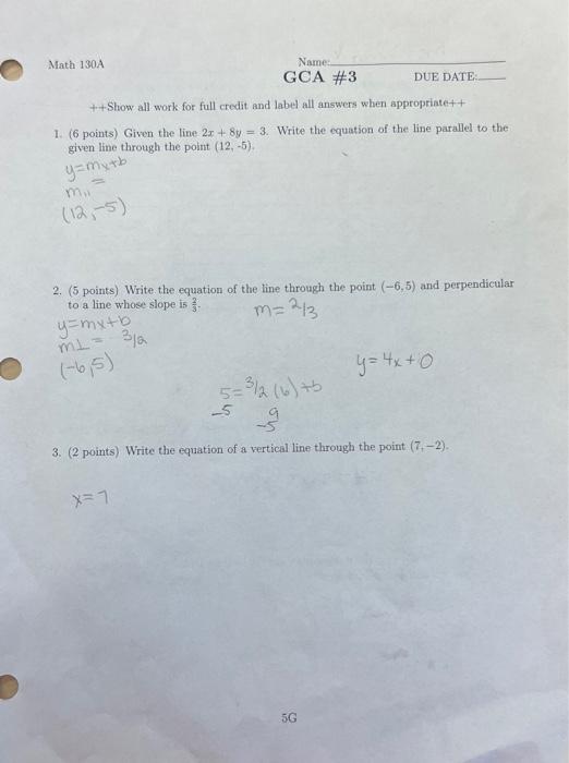 Solved ++ Show all work for full credit and label all | Chegg.com