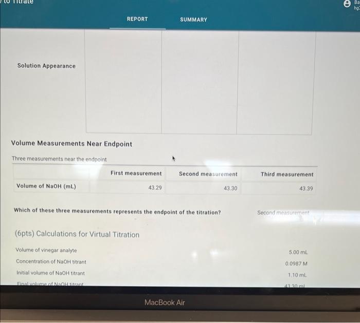 Solved Volume Measurements Near Endpoint(6pts) Calculations | Chegg.com Solved Volume Measurements Near Endpoint(6pts) Calculations | Chegg.com