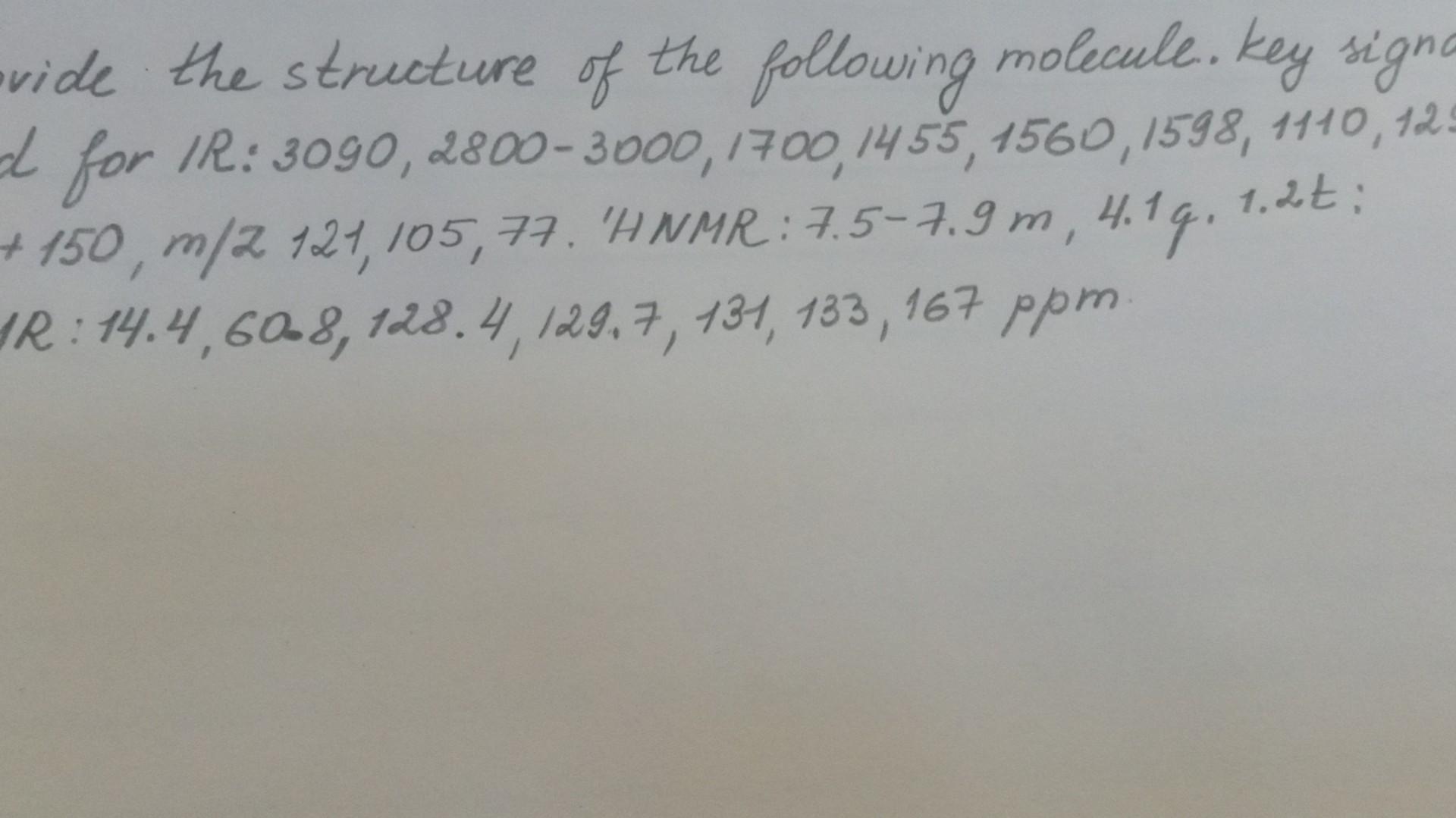 Solved vide the structure of the following molecule. key | Chegg.com