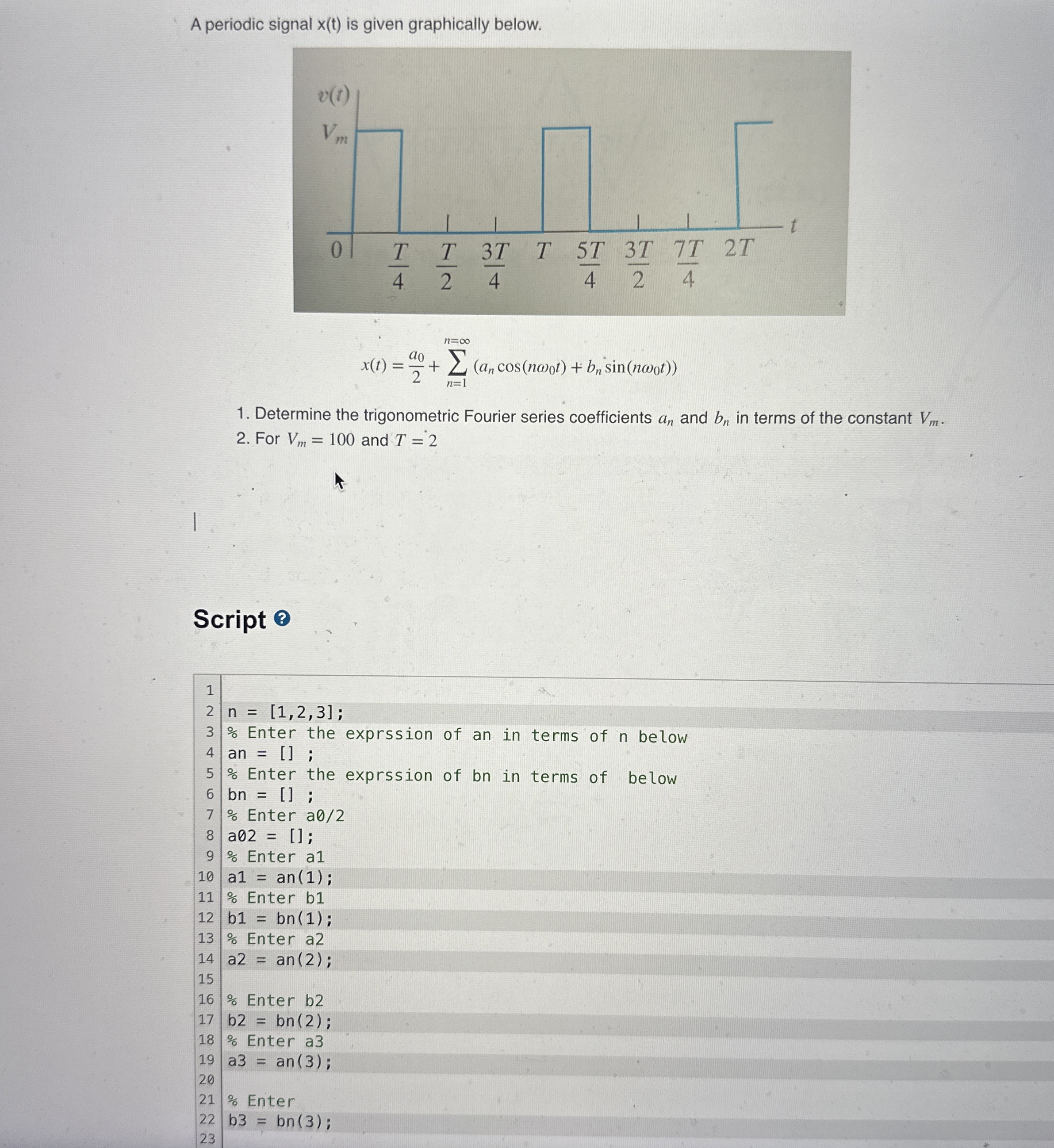Solved A periodic signal x(t) ﻿is given graphically | Chegg.com