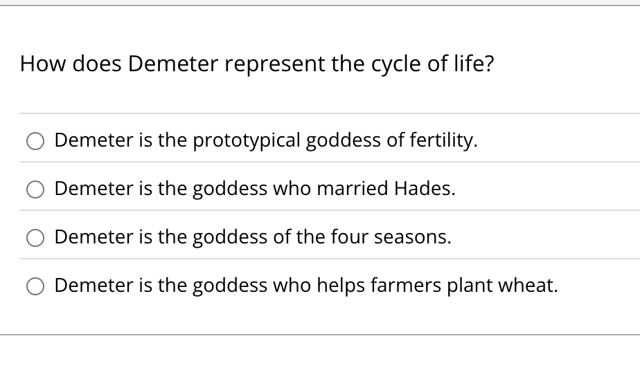 Solved How does Demeter represent the cycle of life?Demeter | Chegg.com